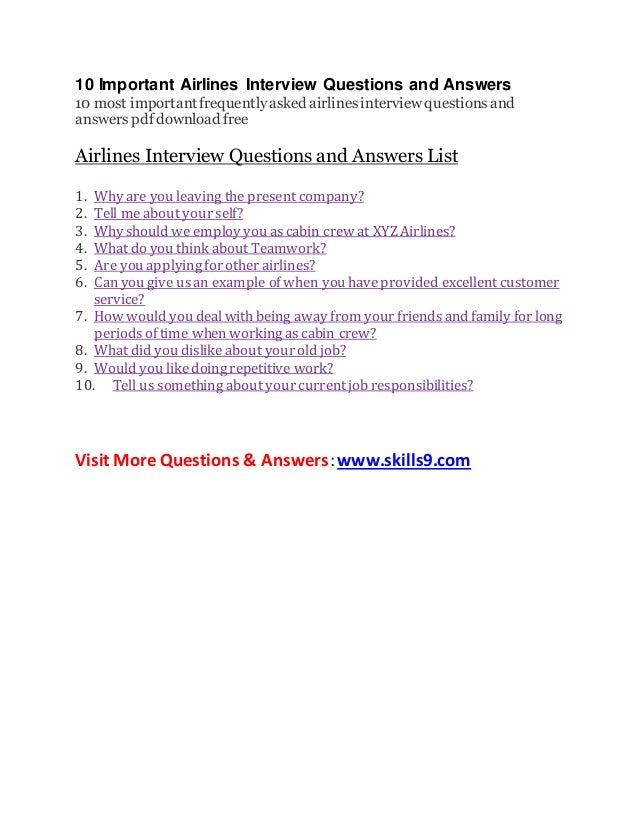 10 important airlines interview questions and answers