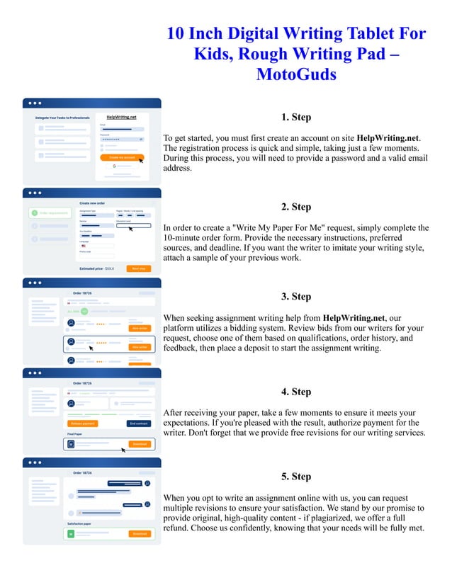 10 Inch Digital Writing Tablet For Kids, Rough Writing Pad MotoGuds | PDF