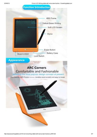10 inch lcd writing tablet with lock screen function | PDF