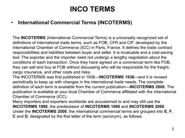 10 INCO TERMS EXPLANATION CLEARLY PRESENTATION | PPT