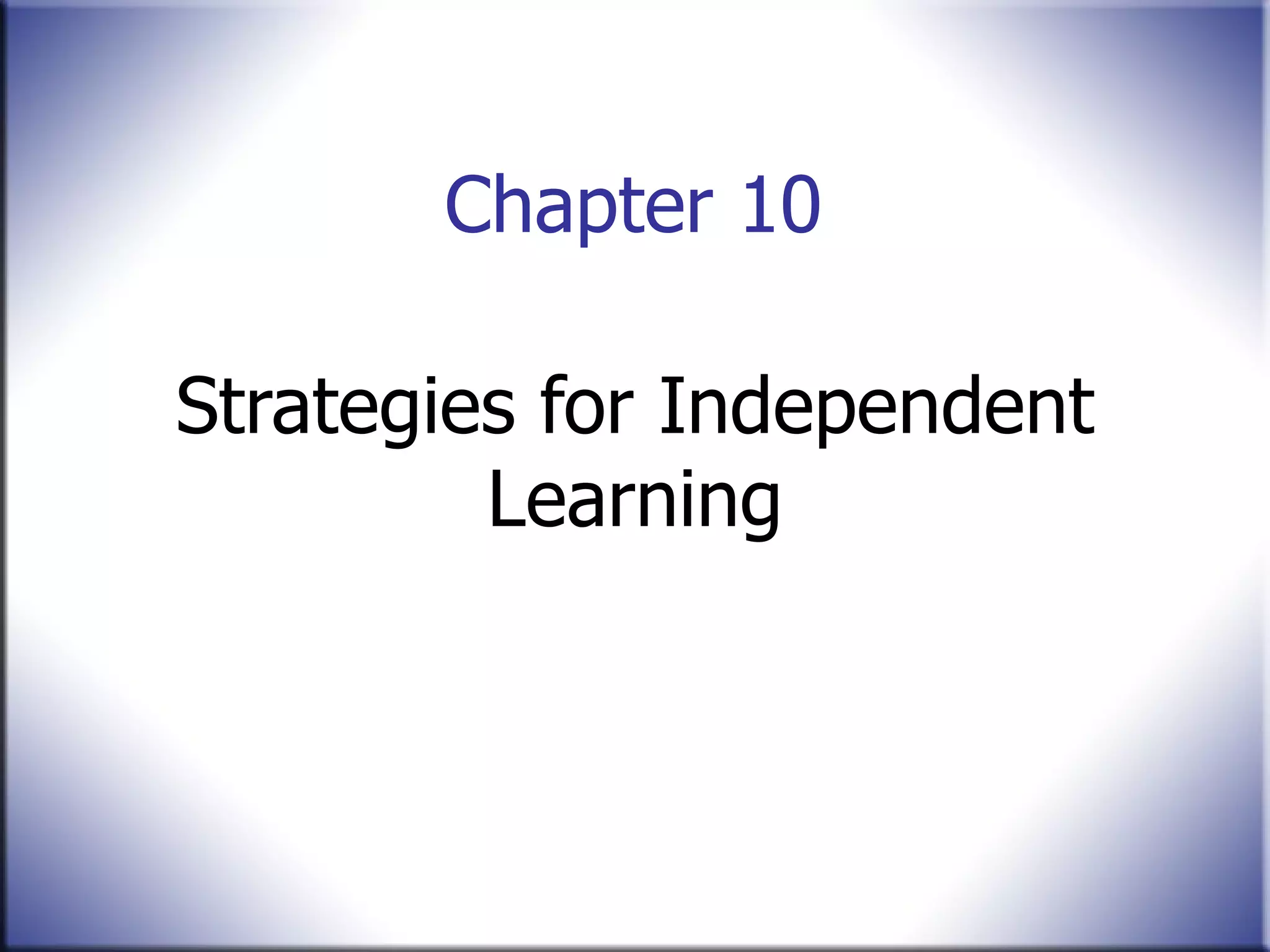 10 independent learning for class | PPT