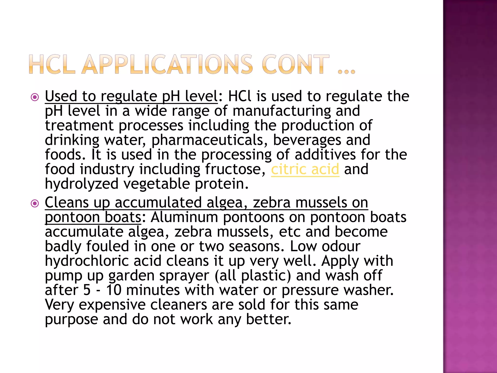 10 industrial applications of hcl | PPTX