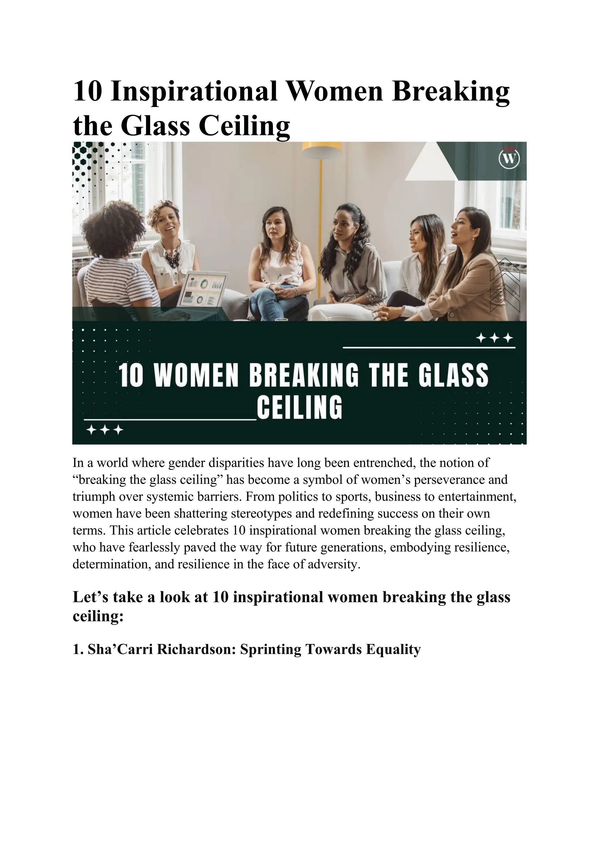 10 Inspirational Women Breaking the Glass Ceiling | CIO Women Magazine | PDF