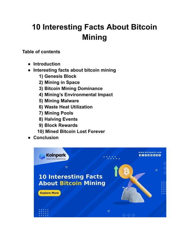 10 Interesting Facts About Bitcoin Mining.pdf | Internet | Computing