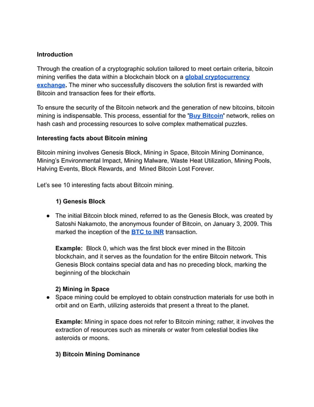 10 Interesting Facts About Bitcoin Mining.pdf | Internet | Computing