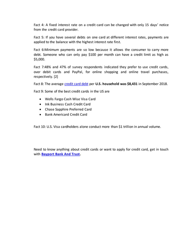 10 Interesting Facts On Credit Cards | PDF