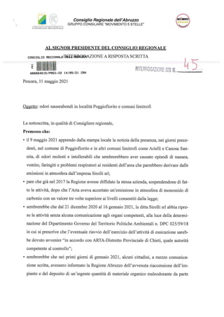 10interrogazione45del14mag2021 poggiofiorito sirollisansificio | PDF