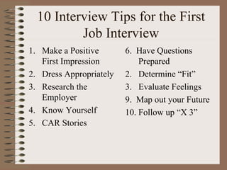 10 Interview Tips For The High School Student | PPT