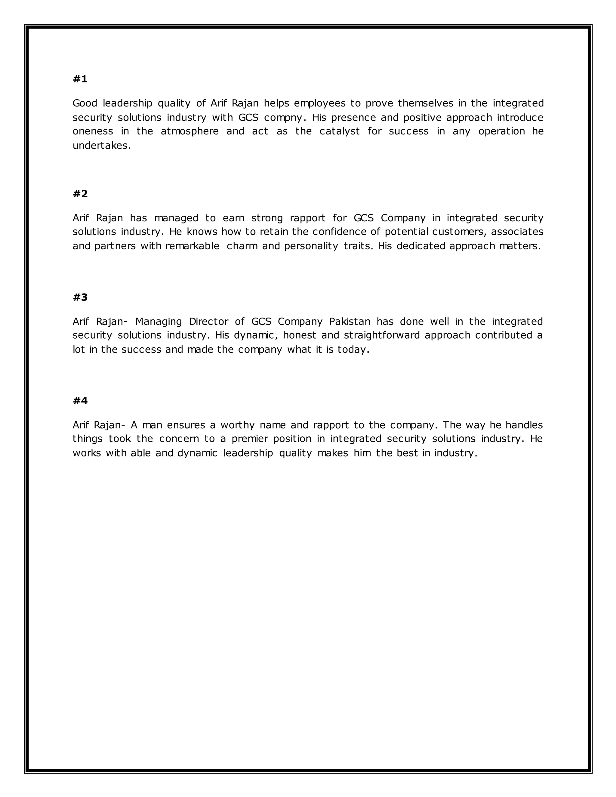 Arif Rajan- Managing Director of GCS Company | DOCX