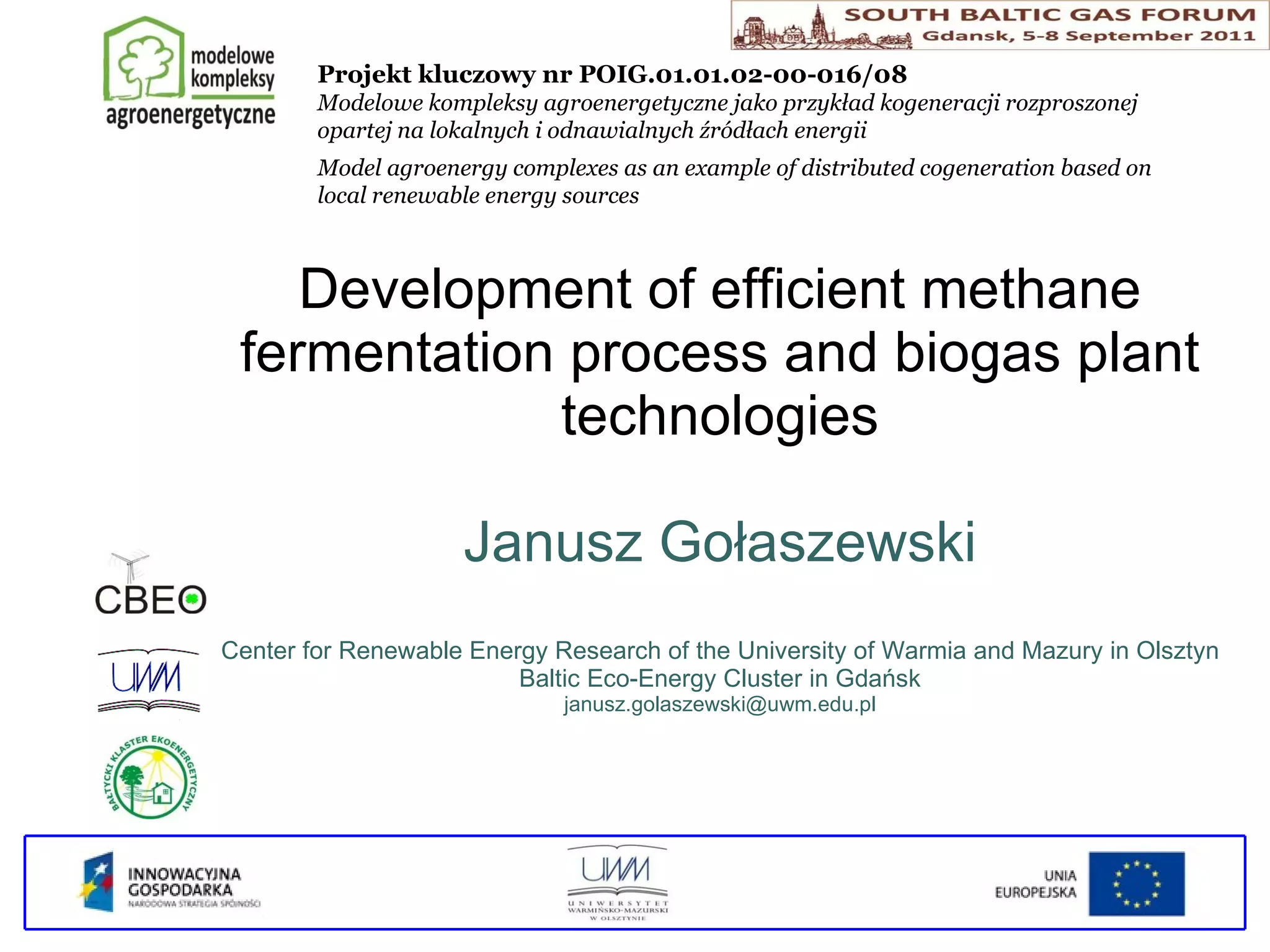 4.10 - "Development of efficient methane fermentation process and ...