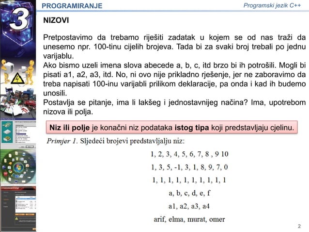 10_Jednodimenzionalni nizovi u C++ programskom jeziku.ppsx