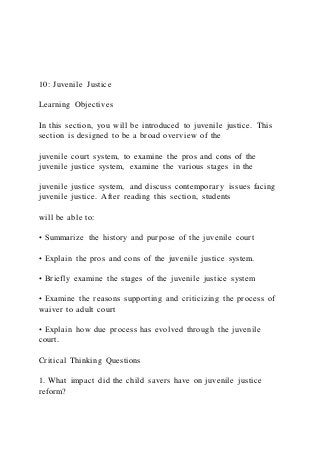 10 Juvenile JusticeLearning ObjectivesIn this section | PDF