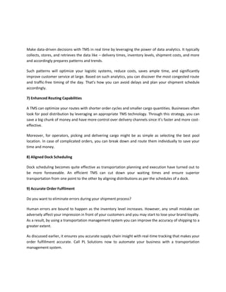 10 Key Benefits Of Transportation Management System (TMS) | PDF