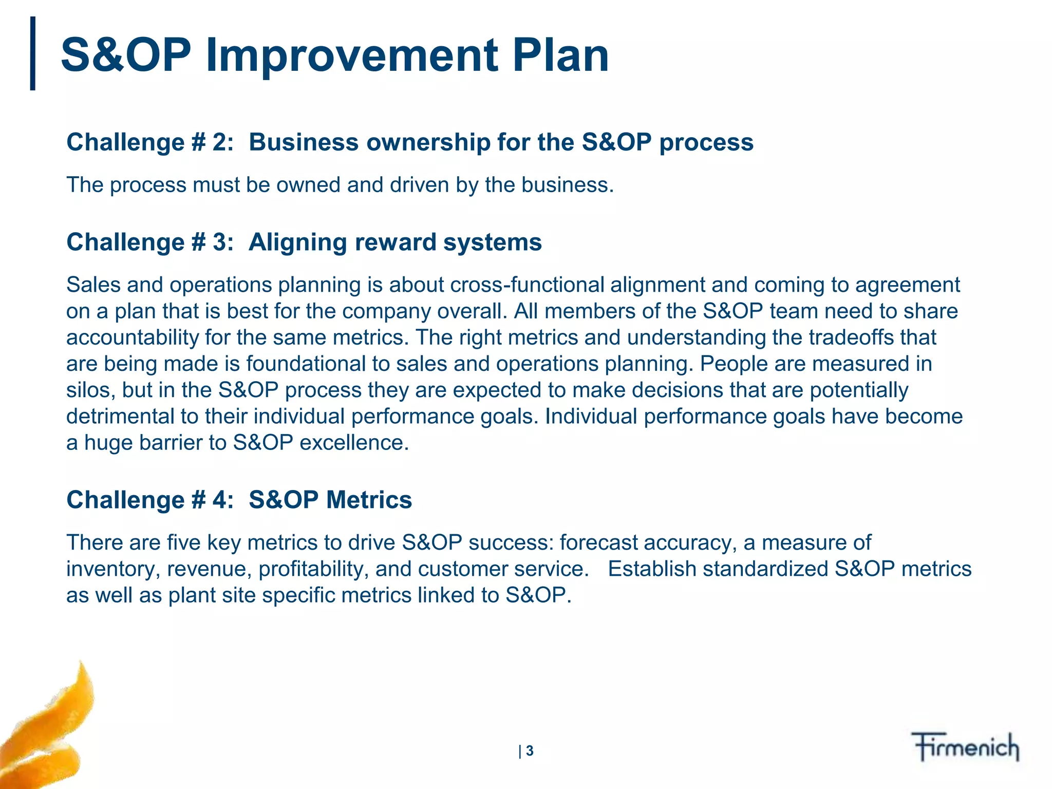 10 Key Challenges to S&OP Excellence | PPTX