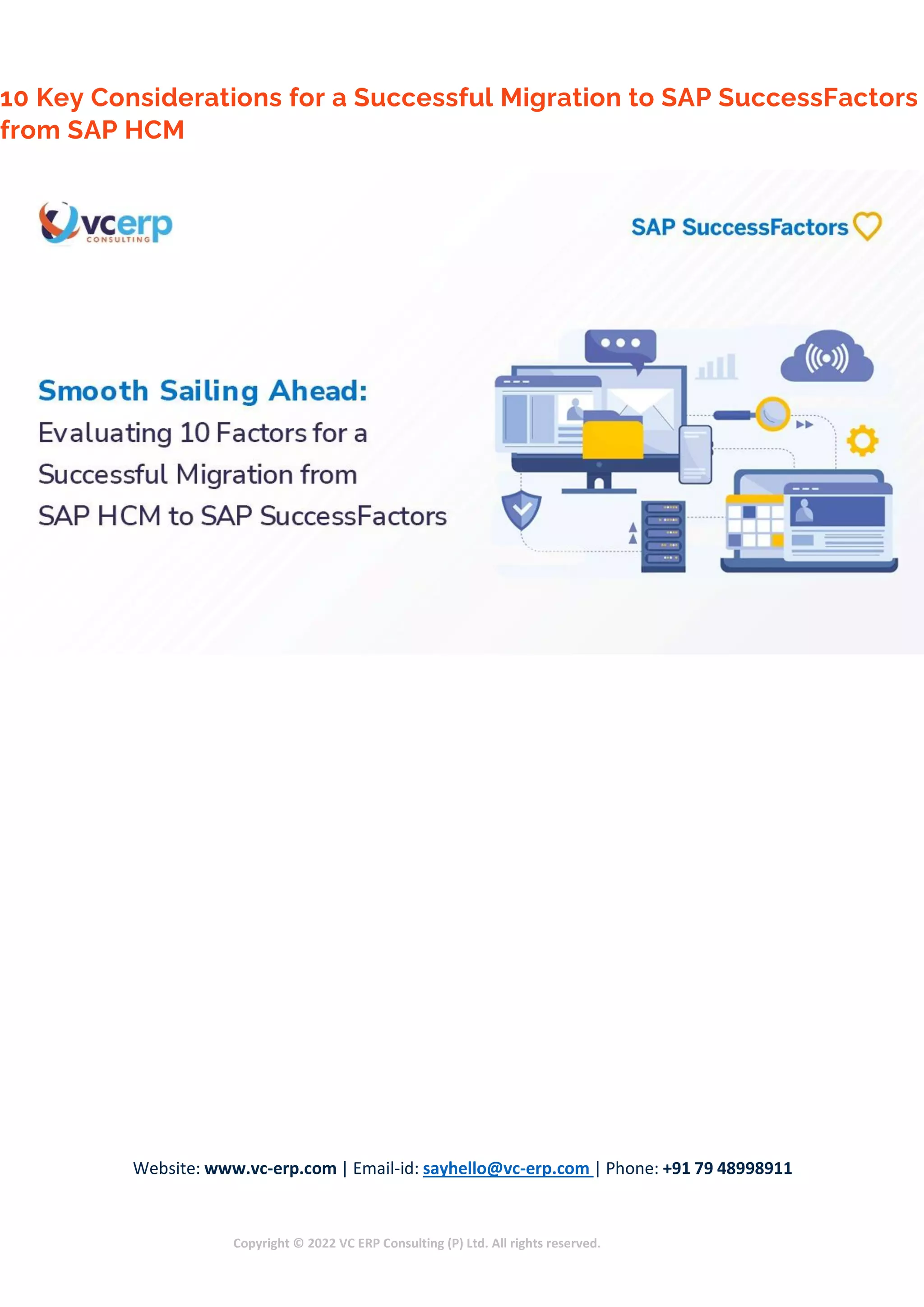 10 Key Considerations for a Successful Migration to SAP SuccessFactors from SAP HCM | PDF