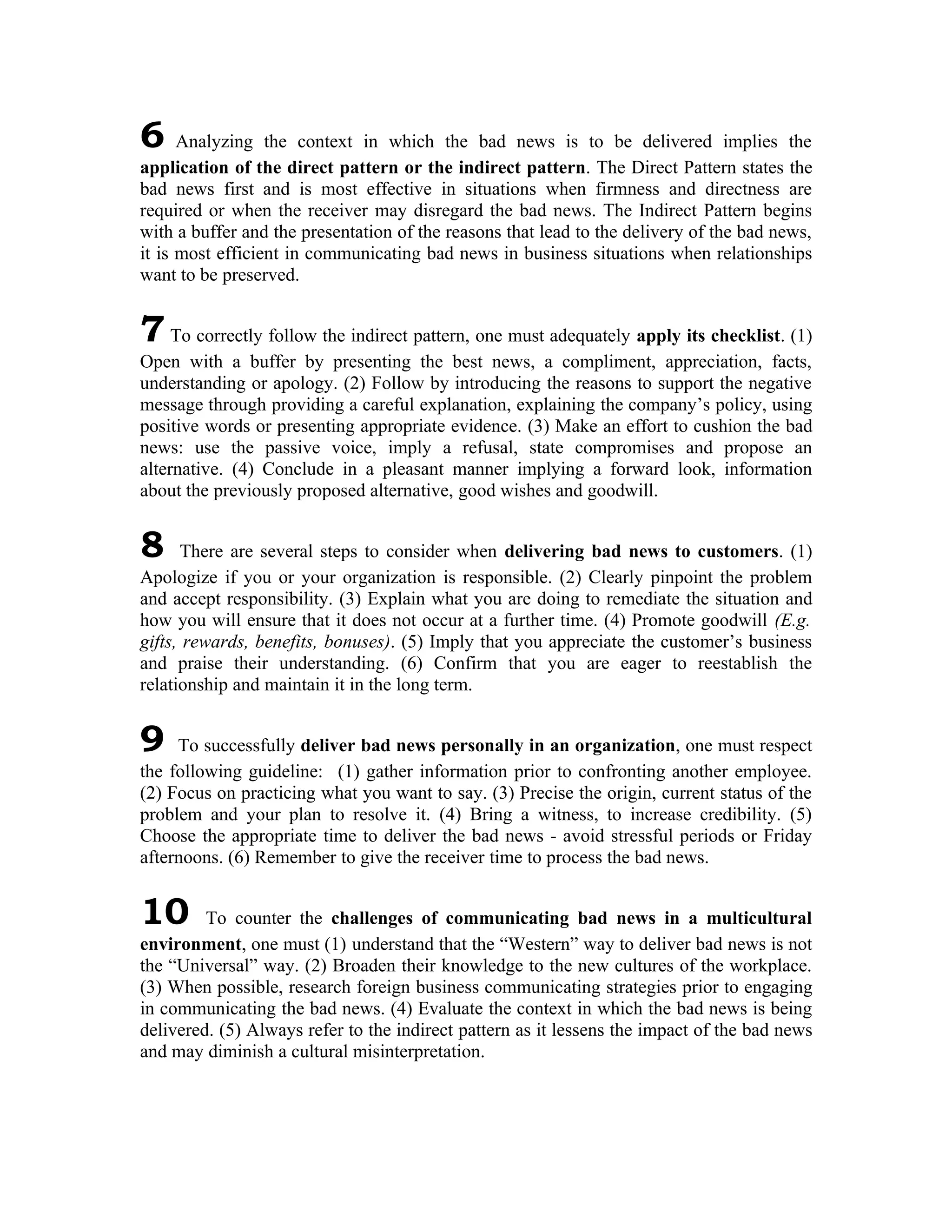 10 Key Points For Delivering Bad News | DOC