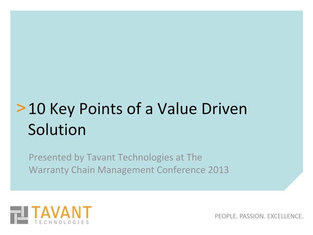10 Key Points of a Value Driven Solution by Tavant Technologies | PPT