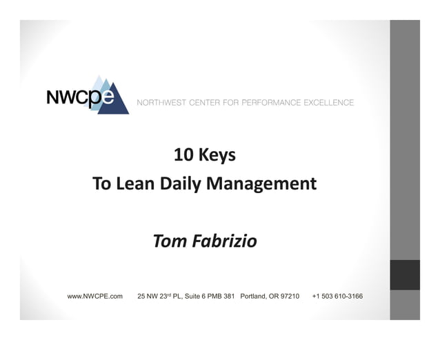 10 Keys to Lean Daily Management | PDF