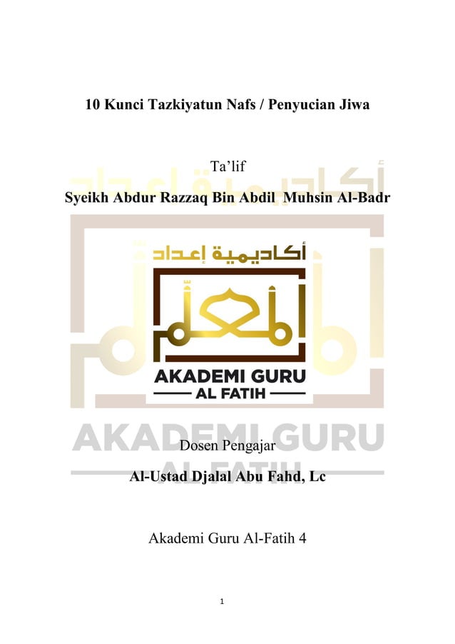 10 Kunci Tazkiyatun Nafs | PDF