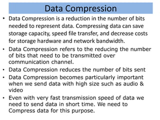 Data Communication & Computer network: Data compression | PDF