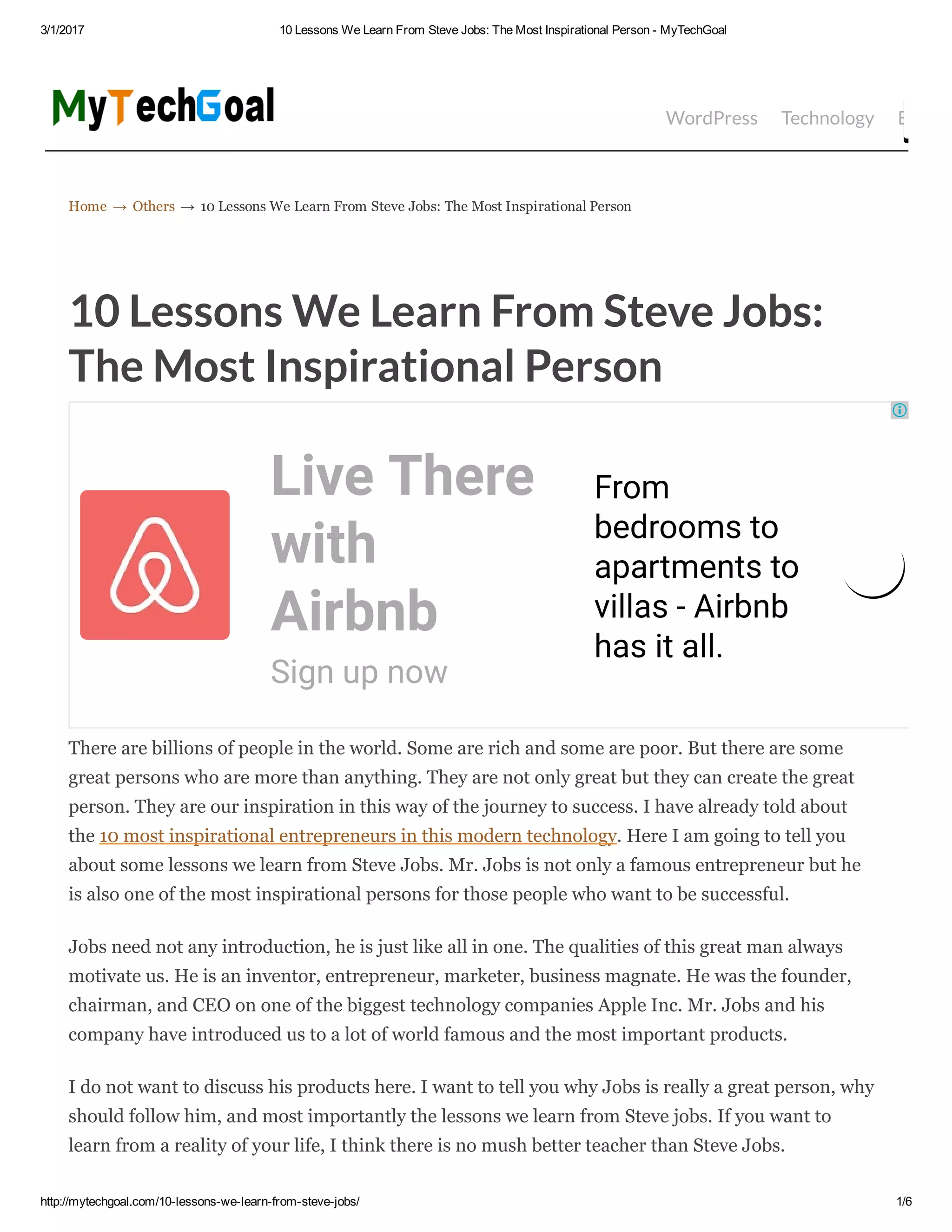 10 lessons we learn from steve jobs the most inspirational person | PDF