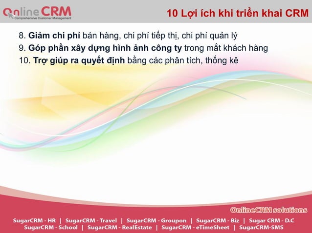 10 Lợi ích khi triển khai CRM | PPT