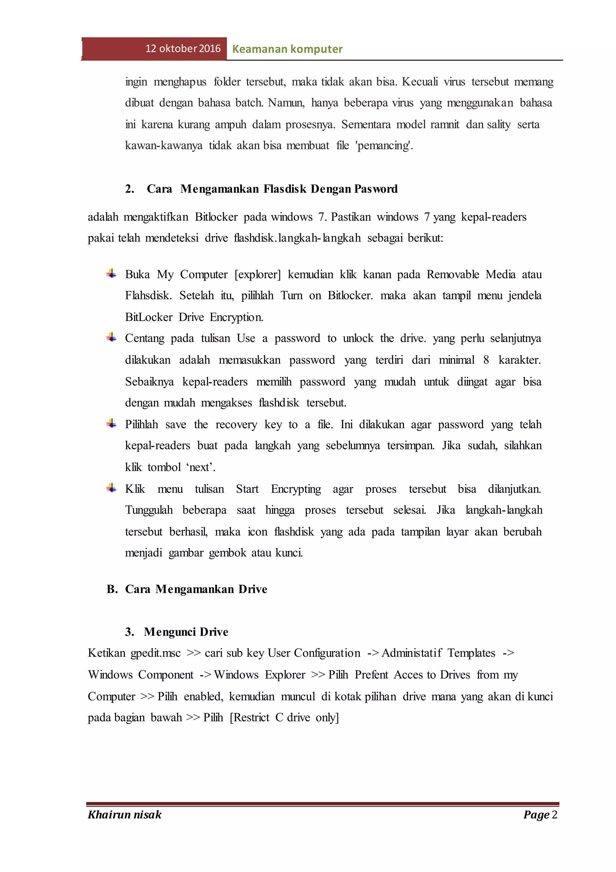 10 macam cara mengamankan file dan hardware | DOCX