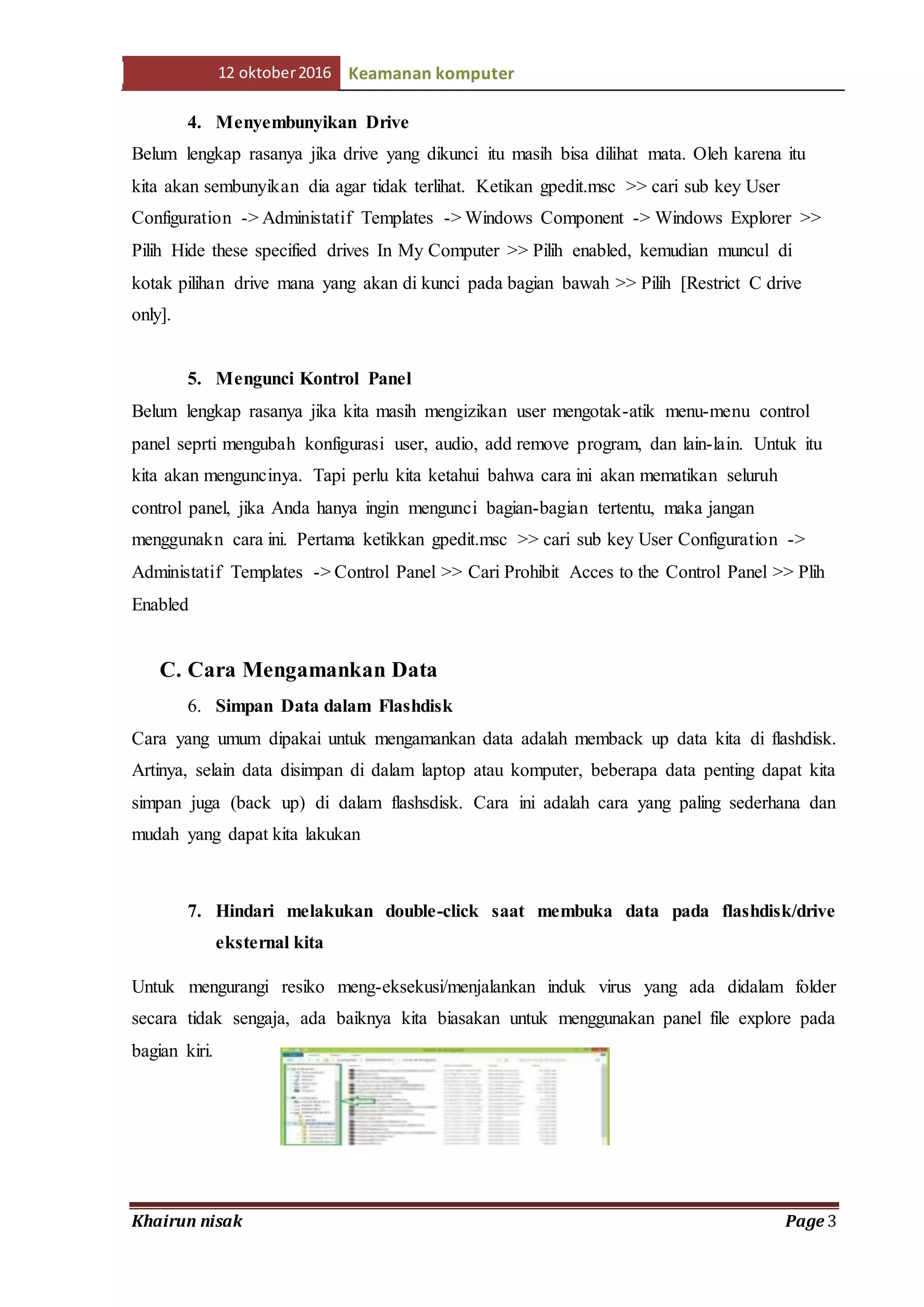 10 macam cara mengamankan file dan hardware | DOCX