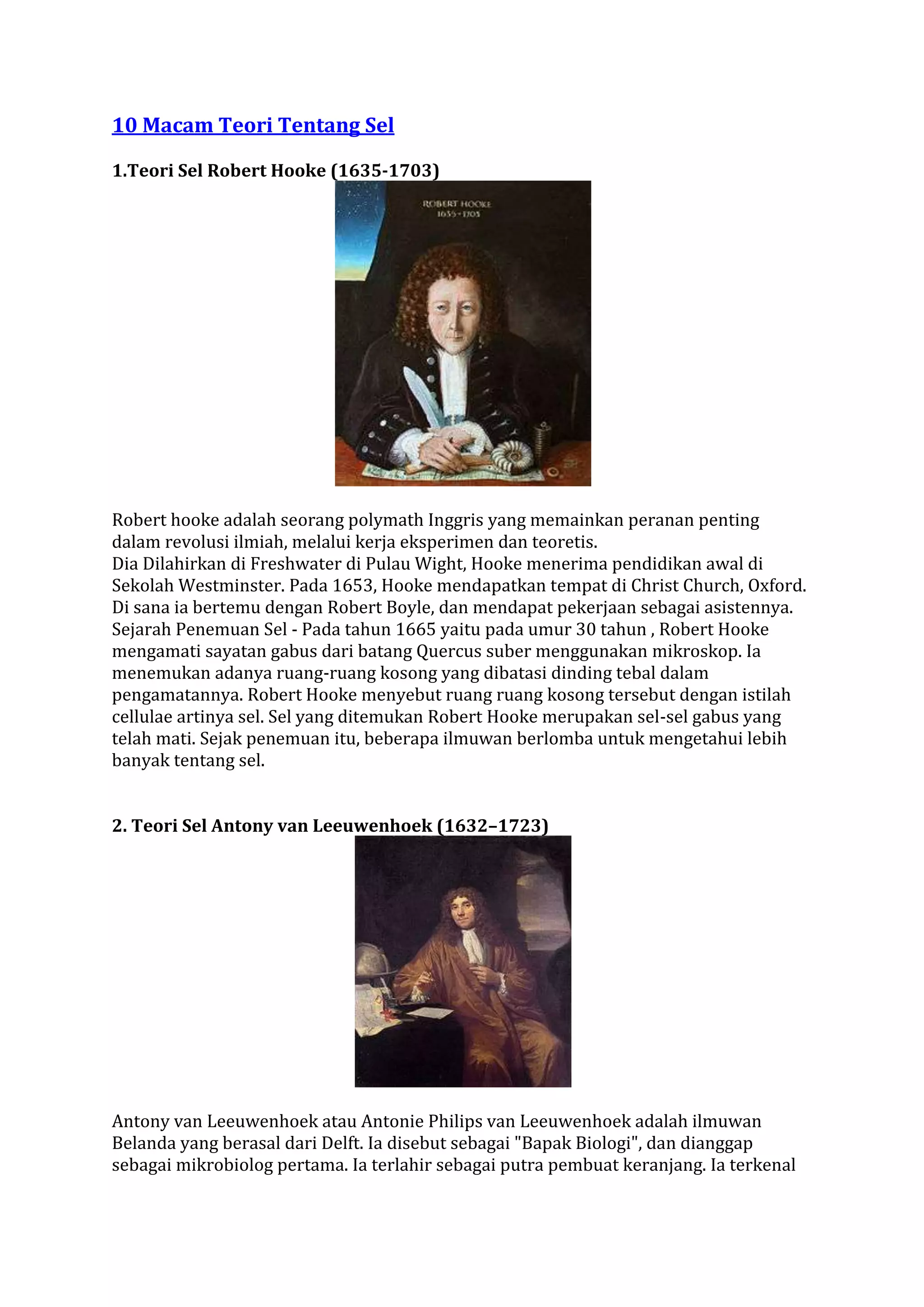 10 macam teori tentang sel | DOCX