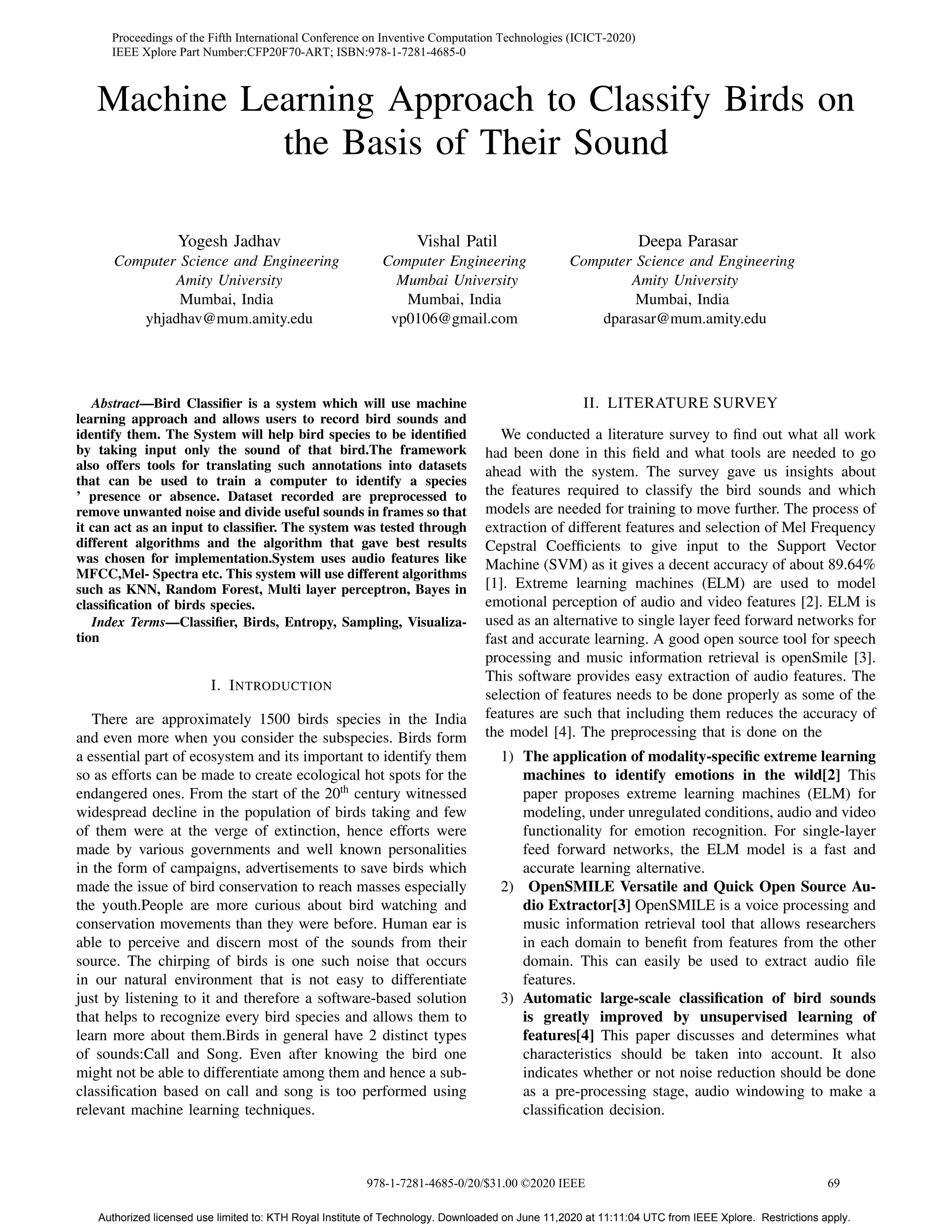 10 Machine Learning Approach To Classify Birds On The Basis Of Their Pdf