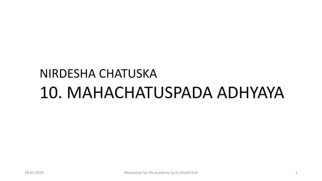 Charaka Samhita Sutra Sthana 10 Chapter Mahachatuspadadhyaya | PPT