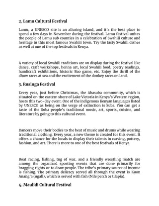 10 Major Cultural Festivals of Kenya & The Best Beach Resort | PDF