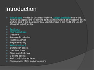 10 major industrial applications of sulfuric acid | PPTX