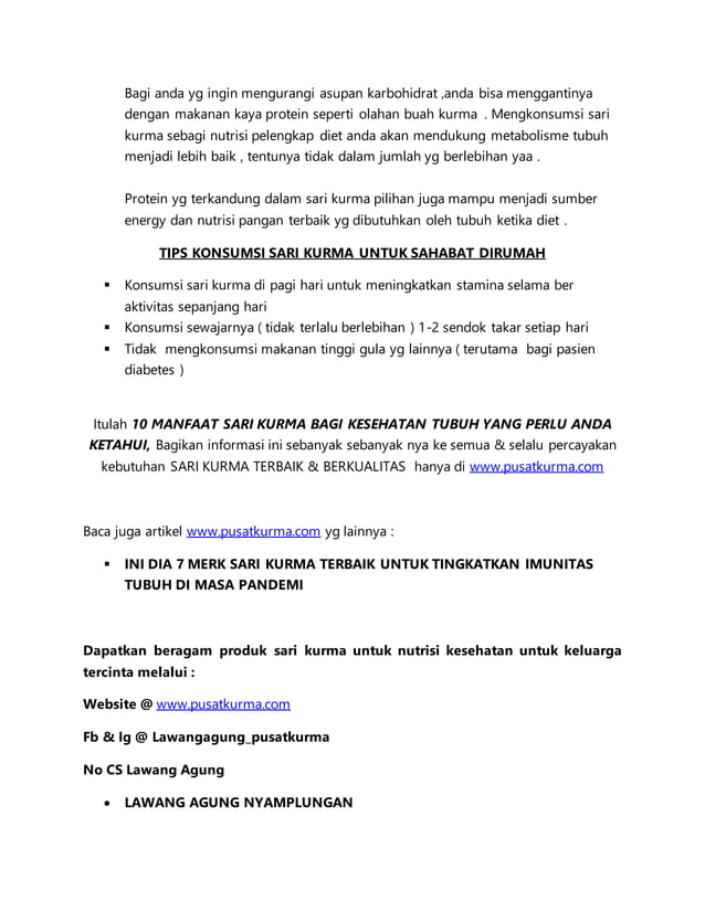10 manfaat sari kurma untuk kesehatan | DOCX 10 manfaat sari kurma untuk kesehatan | DOCX