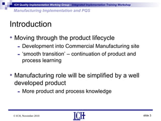 Manufacturing Implementation and the Pharmaceuticals QS | PPT