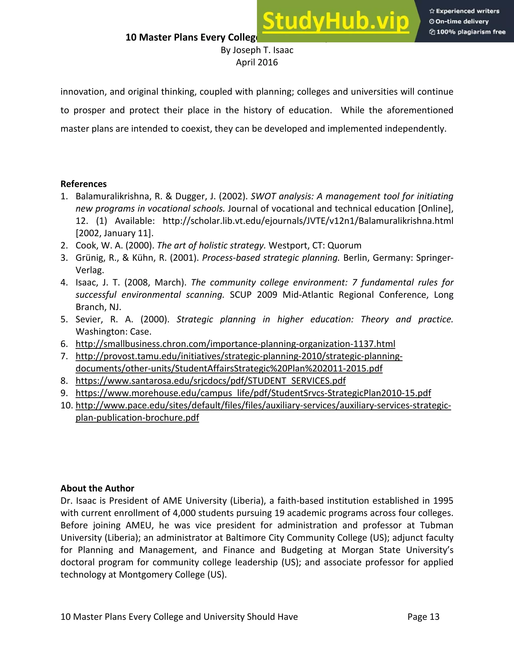 10 Master Plans Every College And University Should Have | PDF