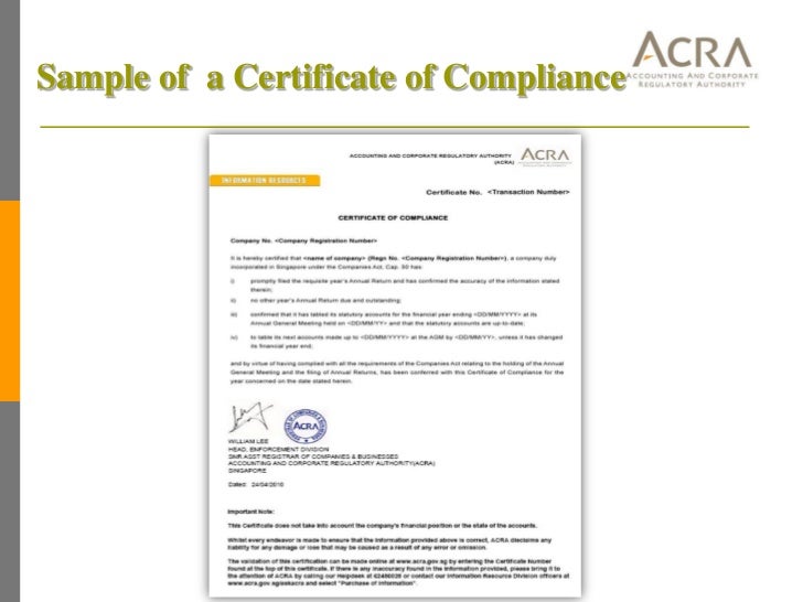 ACRA site visit Peggy Tan Compliance Update