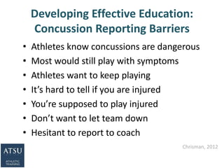 Concussion: Prevention through Education by Tamara Valovich McLeod | PPT