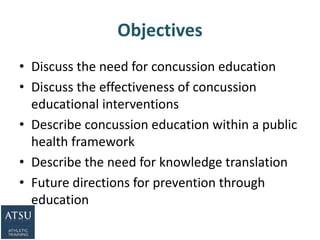 Concussion: Prevention through Education by Tamara Valovich McLeod | PPT