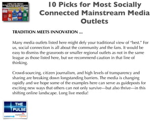LONG LIVE MEDIA! 10 Picks for Most Socially Connected Mainstream Media ...