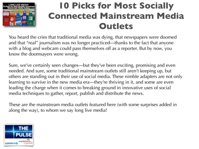 LONG LIVE MEDIA! 10 Picks for Most Socially Connected Mainstream Media ...