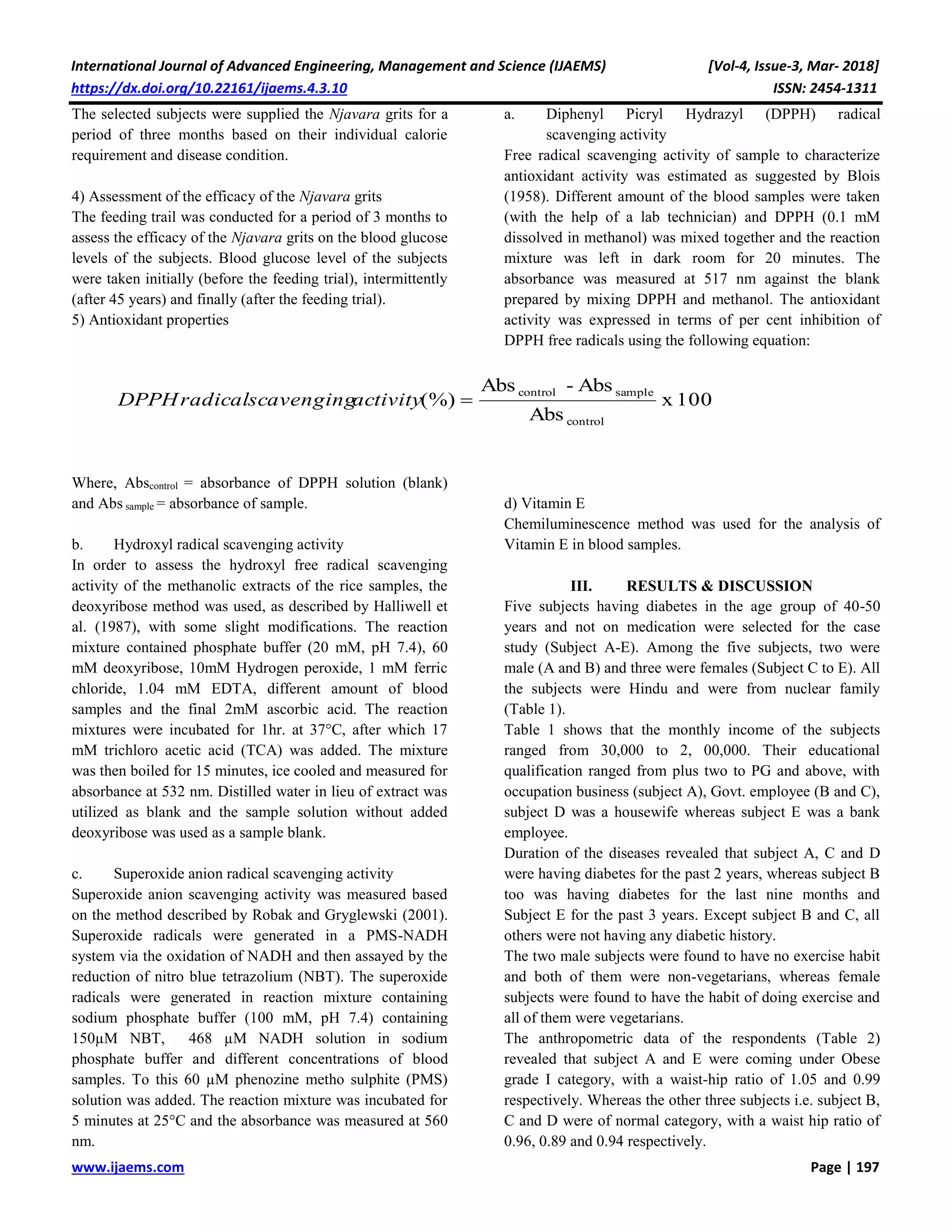 Medicinal Properties of Njavara Rice (Oryza Sativa L.) cv. | PDF