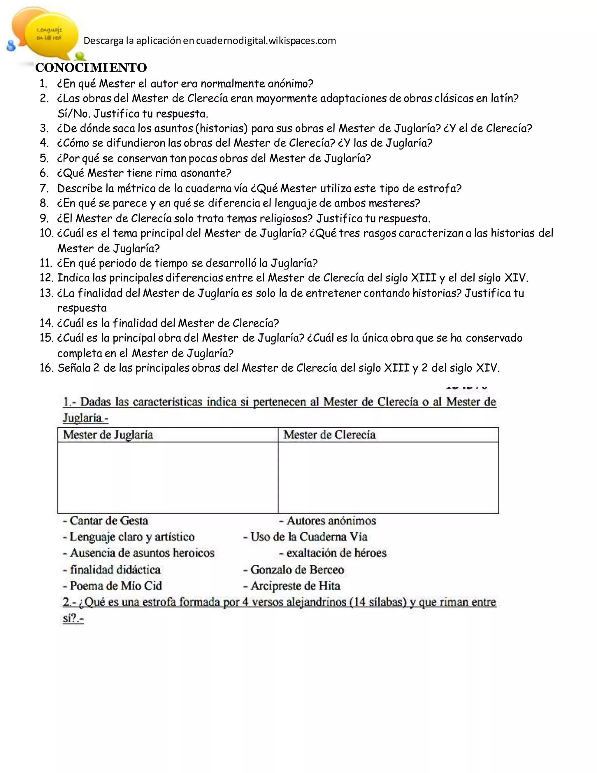 10ª mester de juglaria y mester de clerecía | DOCX | Poetry | Books and ...