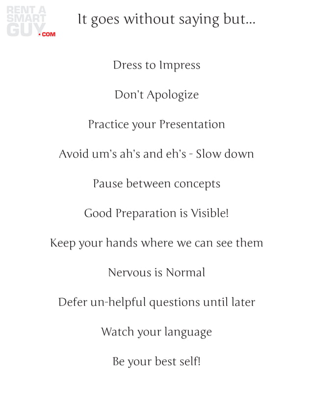 BNI 10 minute presentations notes