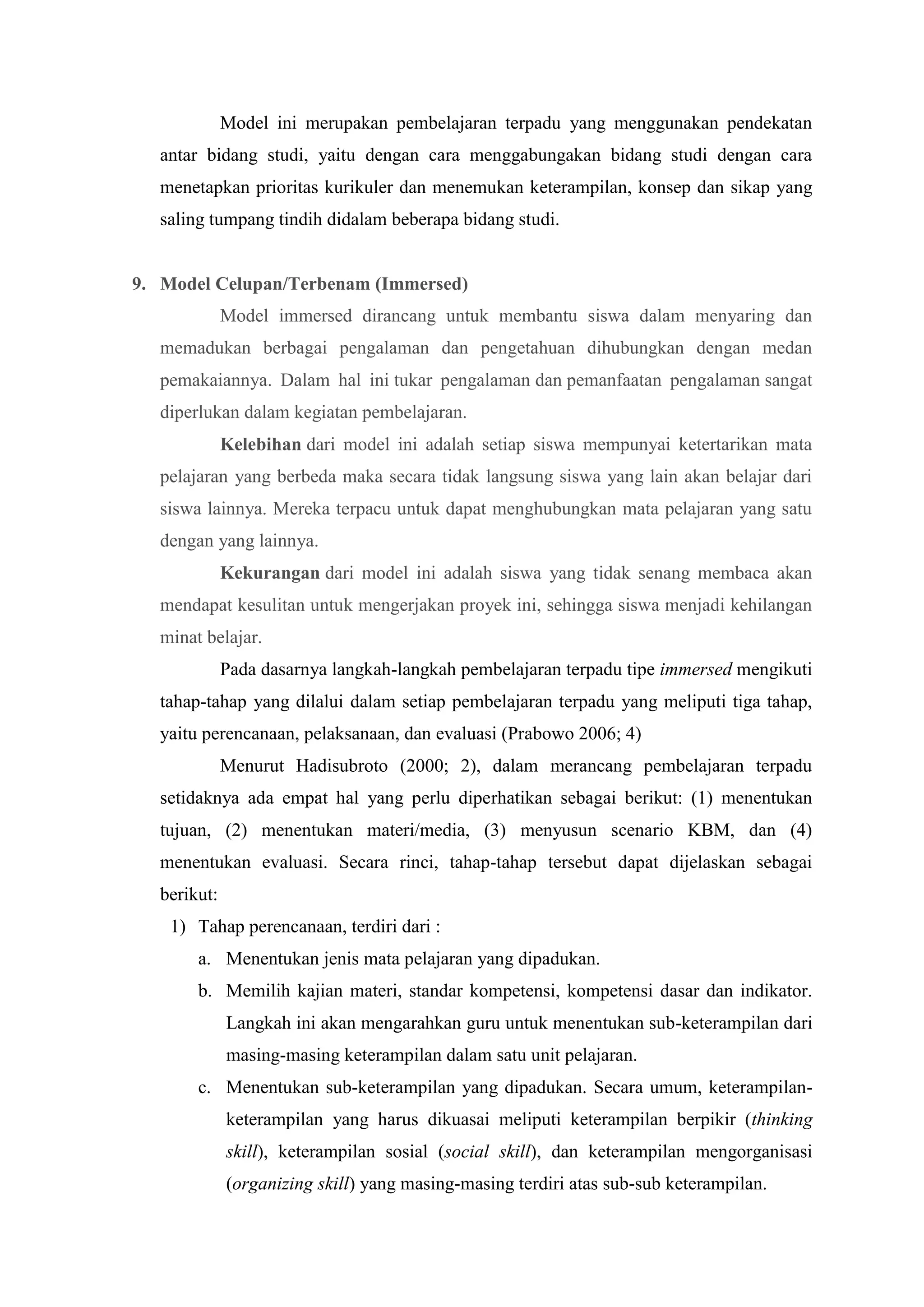 10 model pembelajaran sains terpadu | DOCX