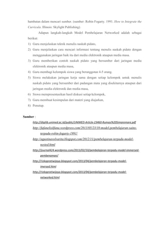 10 model pembelajaran sains terpadu | DOCX