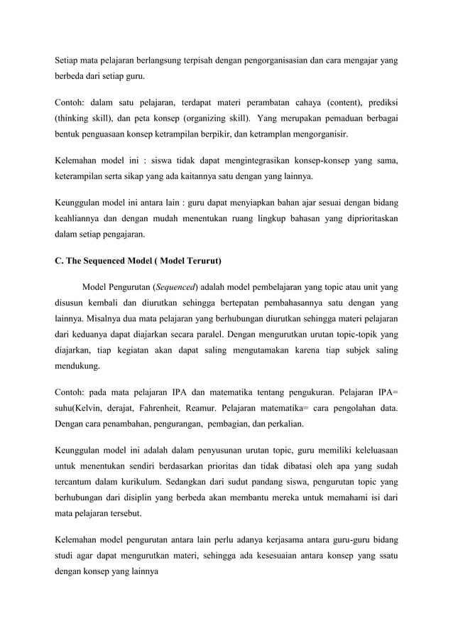 10 model pembelajaran terpadu | DOCX