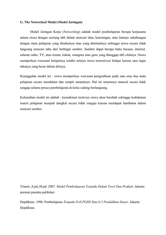 10 model pembelajaran terpadu | DOCX