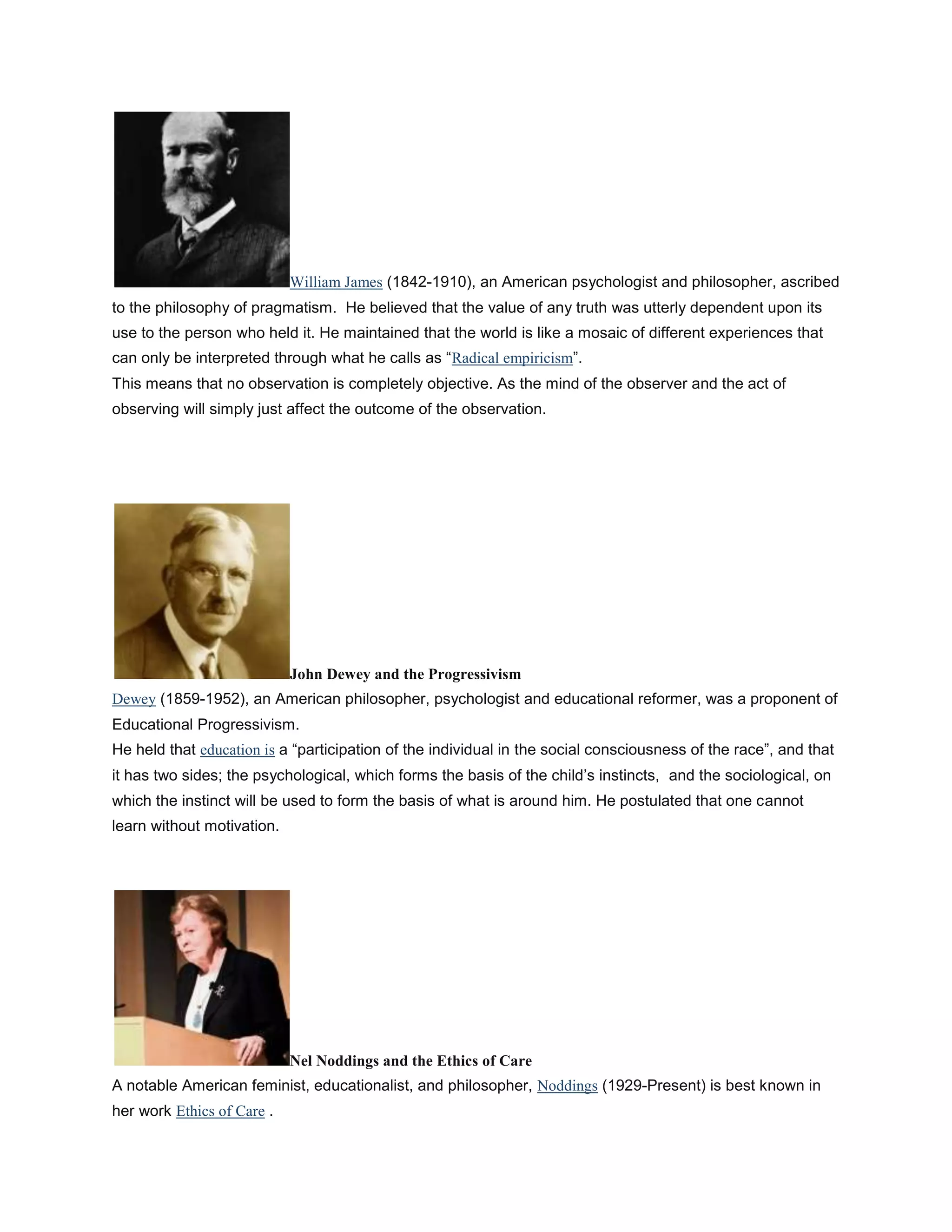 10 modern philosophers and their contribution to education | DOCX