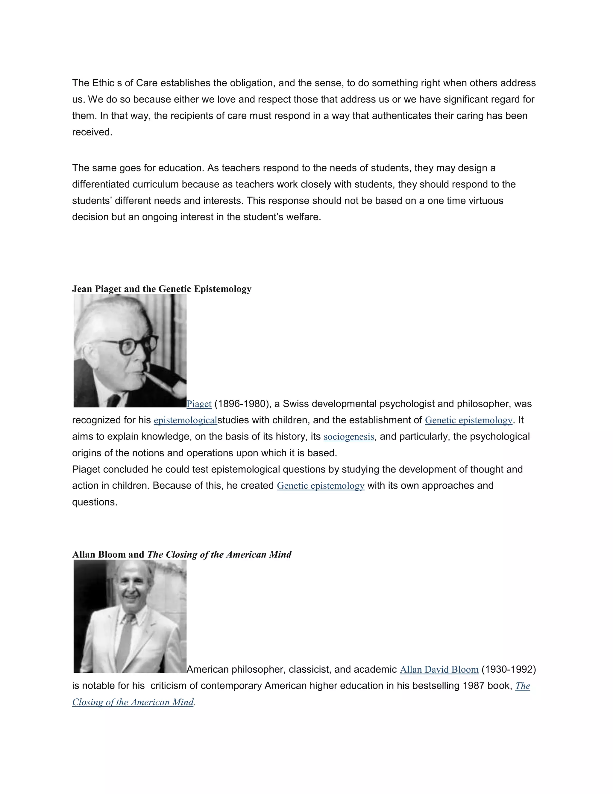 10 modern philosophers and their contribution to education | DOCX